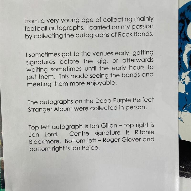 A signed Deep Purple, Perfect Strangers Album. Signatures to include ...