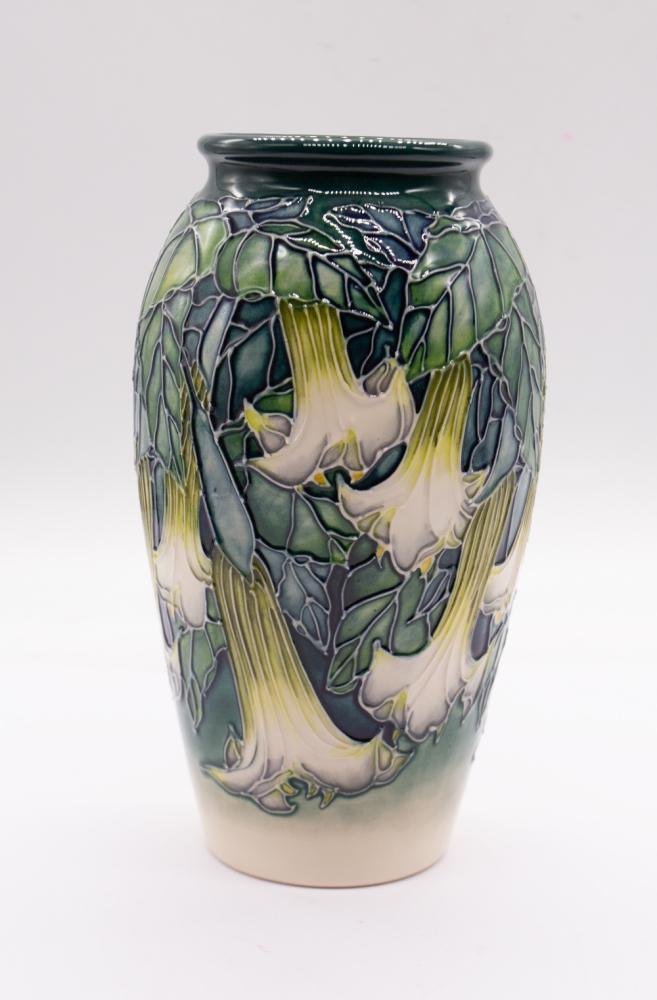 Moorcroft Pottery: A 7 vase in Angels Trumpets, designed by Angela ...