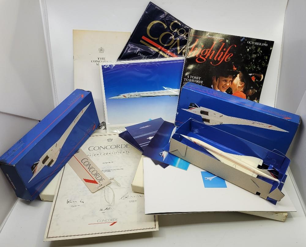 Two Concorde in-flight packs, the plastic folders containing flight ...