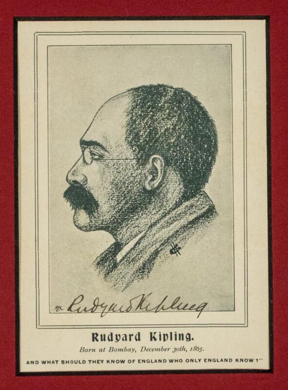 Rudyard Kipling (1865-1936). Autograph in black ink on portrait ...