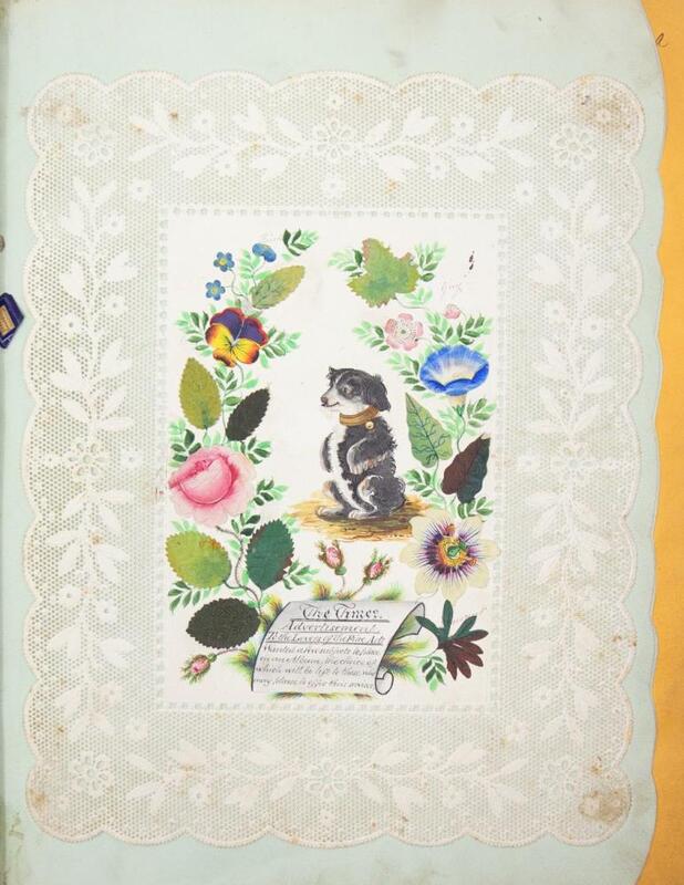 A 19th-century scrapbook, 1838-1849, featuring seven mounted Valentines ...