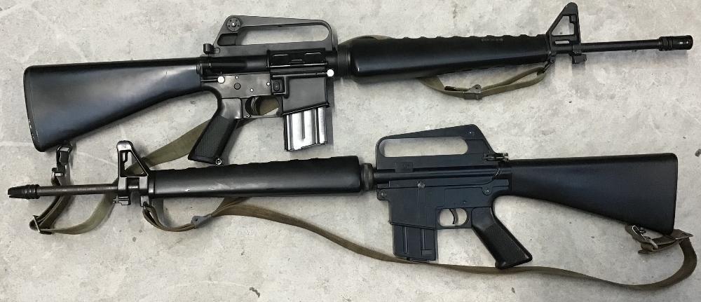 Two full size M16 Reproduction/Blank Firing Rifles, one has been ...