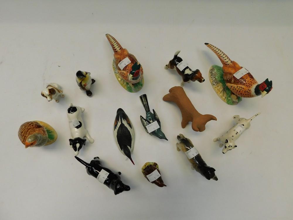 A collection of Beswick models to include 2 ring necked pheasants , a ...