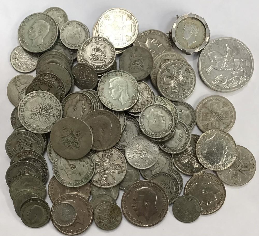 Collection of Pre 47 Silver British Coins including 1935 Crown,George ...