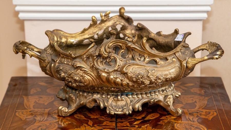 A French gilt metal rococo-revival jardiniere, 19th/20th Century, of ...
