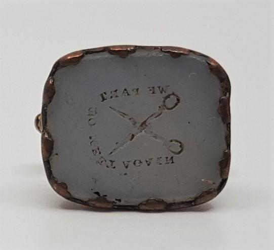 A 19th century gilt metal fob seal, the matrix intaglio carved We Part ...