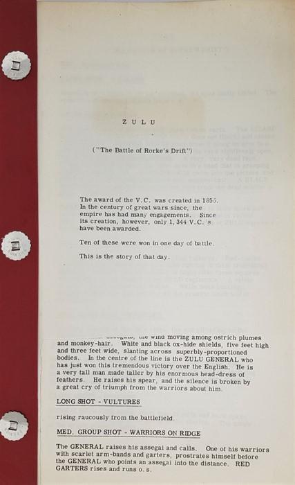 An original script for the film Zulu ( The Battle of Rorke's Drift ...