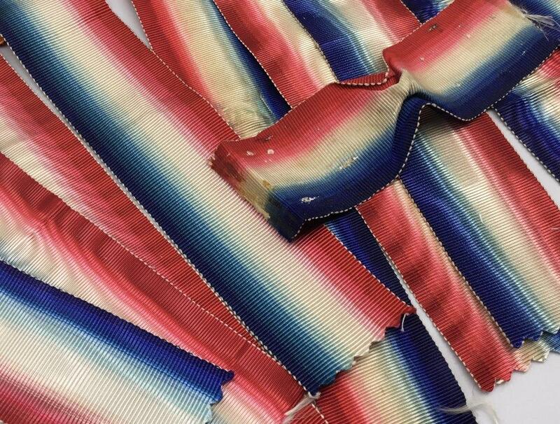 A good selection of original WW1 era watered silk medal ribbons. To ...