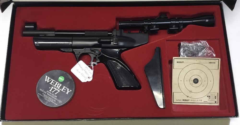 Webley Hurricane .177 over-lever air pistol with telescopic sight in ...