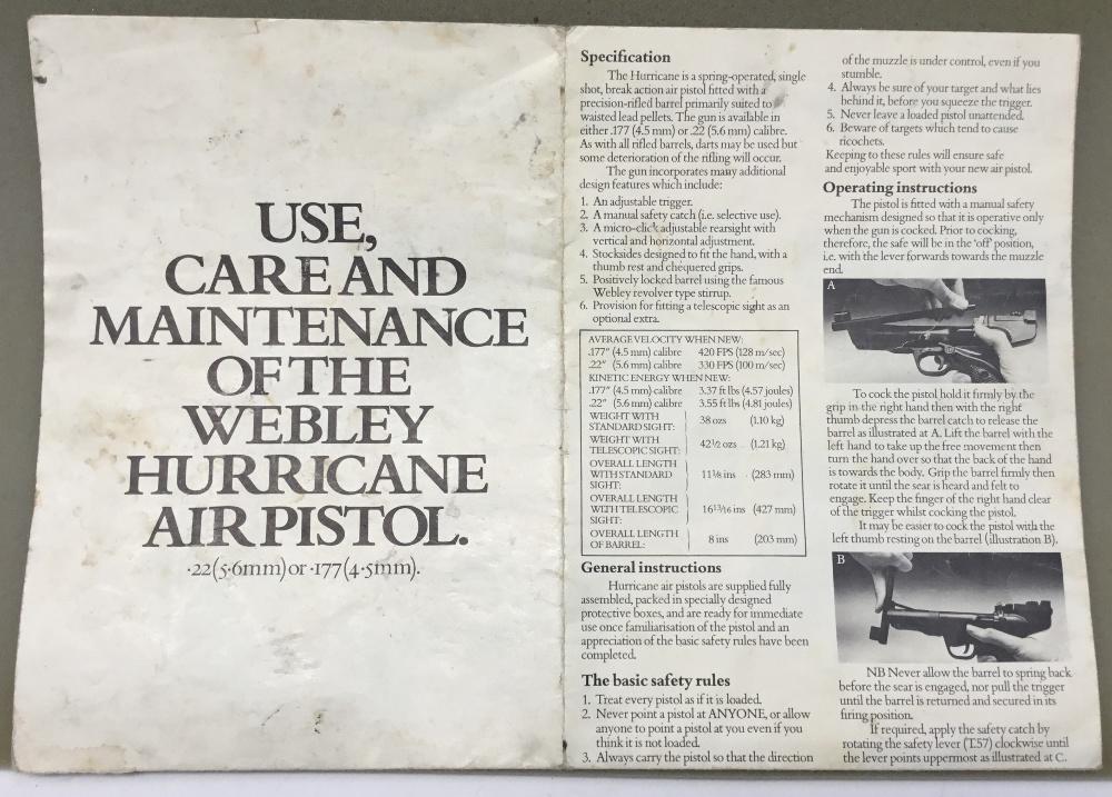 Webley Hurricane .177 over-lever air pistol with telescopic sight in ...