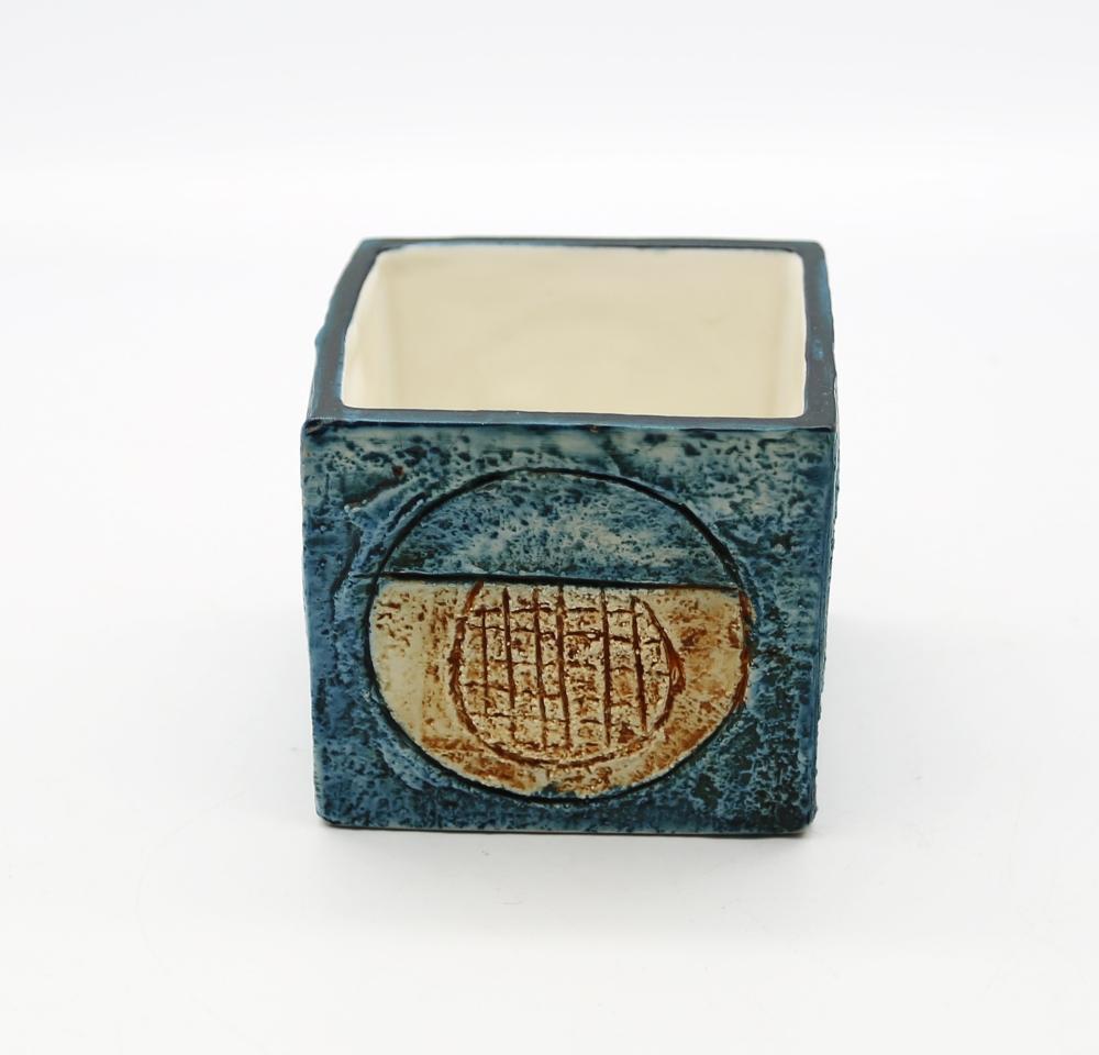 Troika Pottery - a cube vase with four different geometric designs to ...