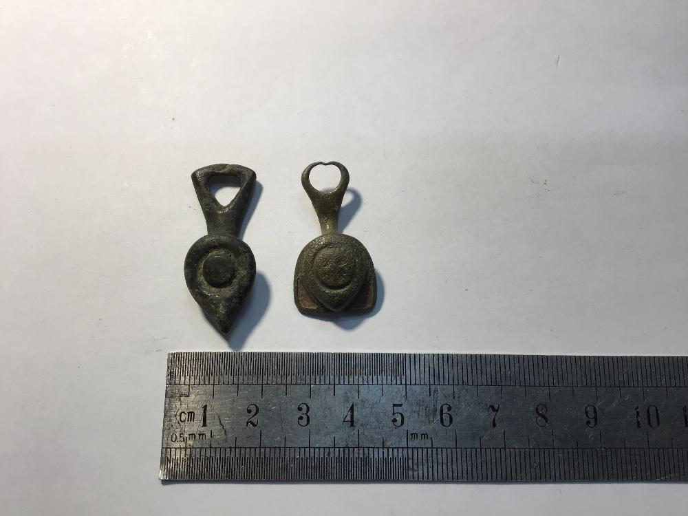 Pair of differing style late Iron age British Celtic copper alloy ...