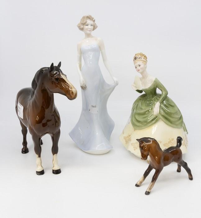 Coalport Philippa statue, Royal Doulton Soiree, Beswick bay horse and foal