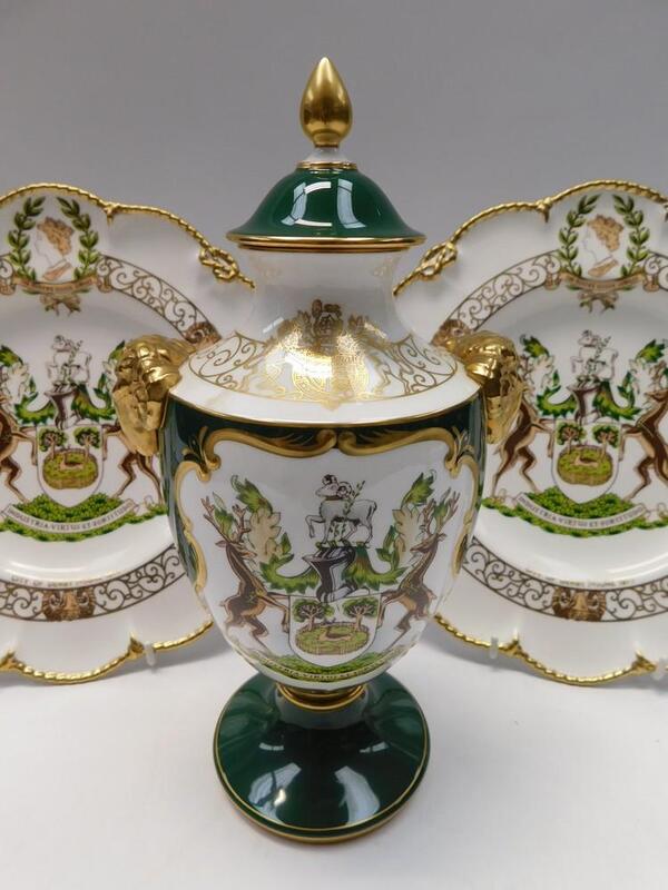 A Caverswall China Limited Edition covered urn shaped vase with lug ...