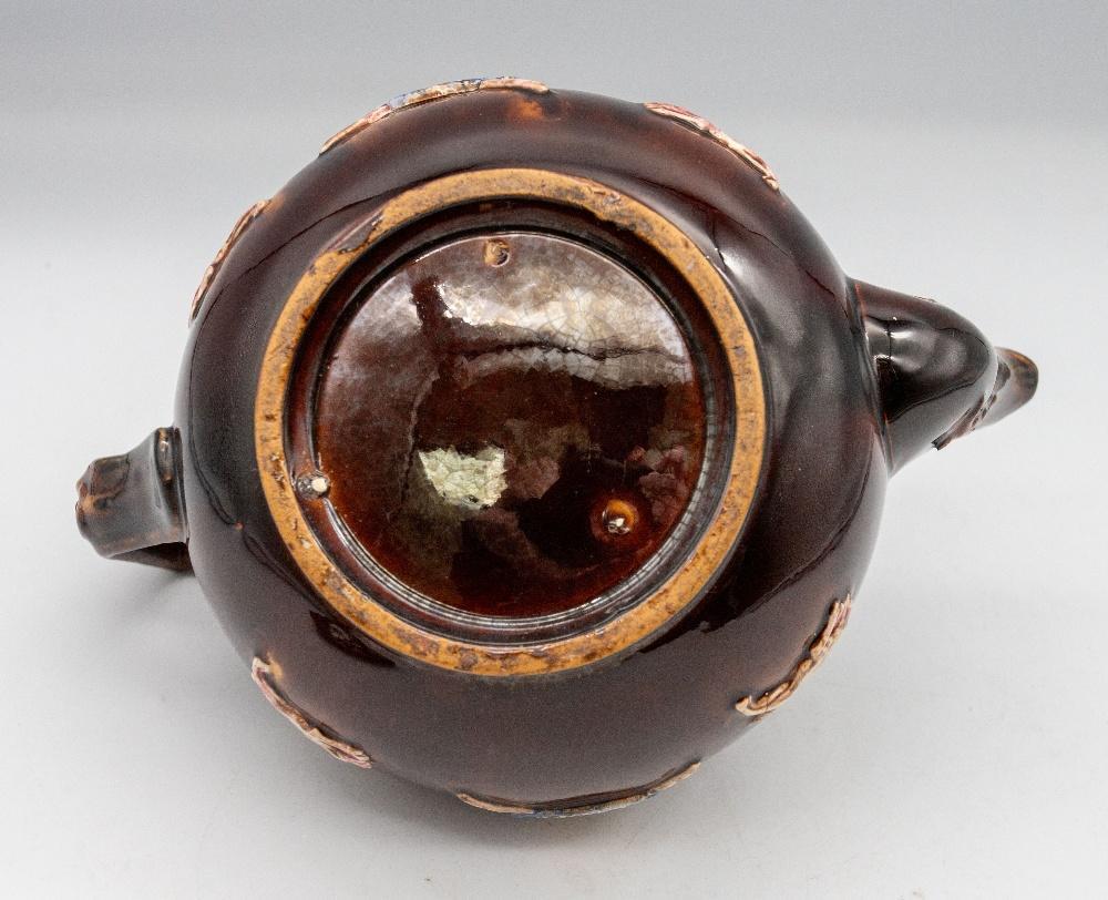 Two late 19th Century barge/Measham ware tea pots. some wear , minor ...