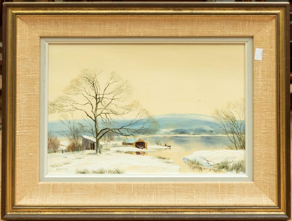 Michael Barnfather (b.1934) The Boat House, Conistone Water (winter ...