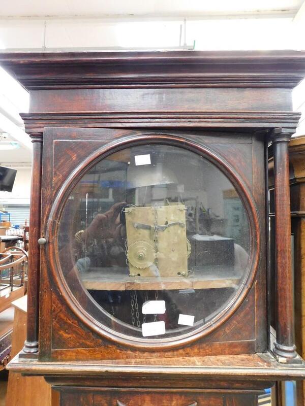 A late 18th century Samuel Harlow of Ashbourne oak longcase clock, with ...