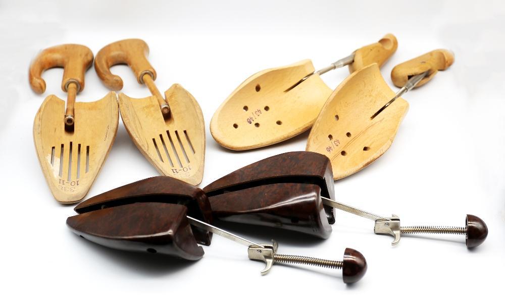A pair of early to mid 20th century bakelite and metal shoe trees ...