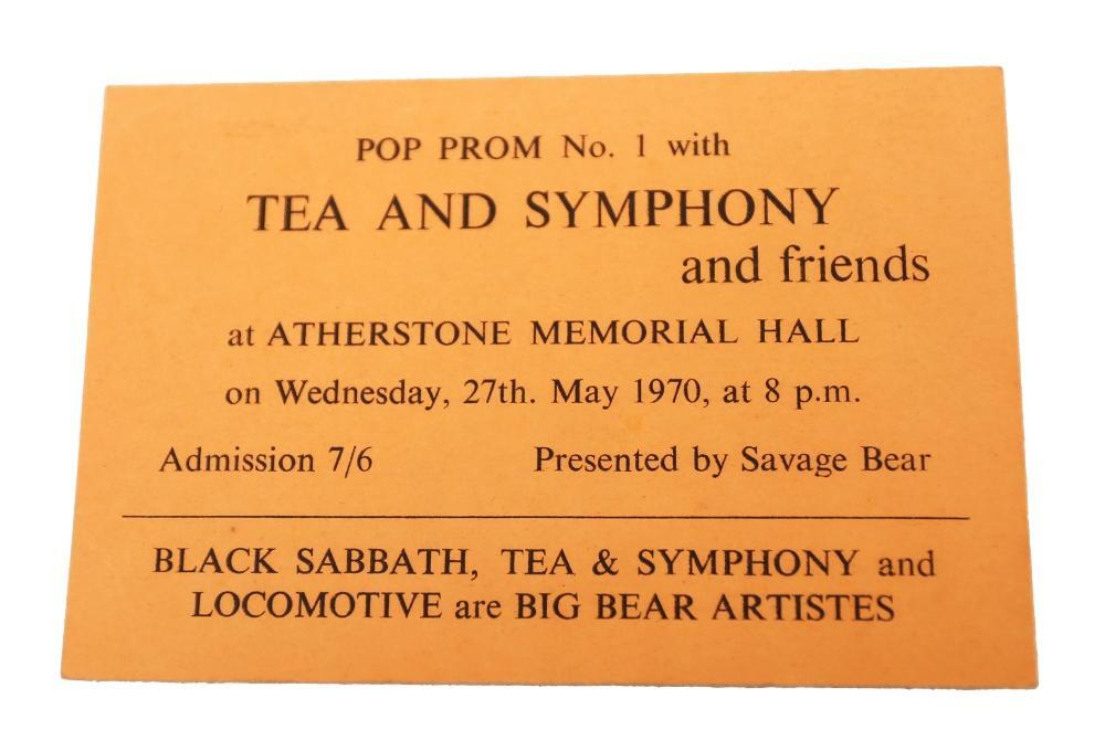 BLACK SABBATH - Very rare original 1970 Ticket. POP PROM no 1 with Tea ...