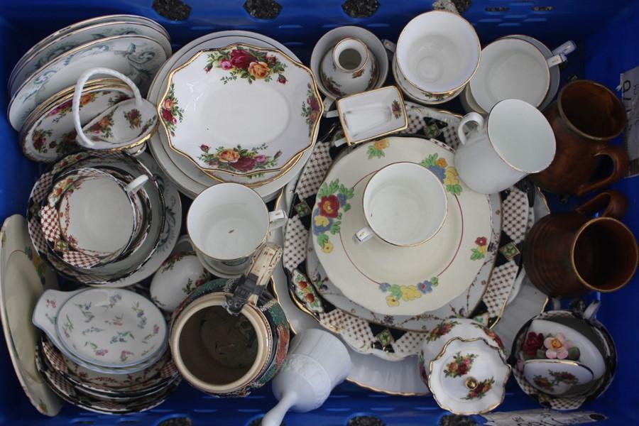 Two boxes of assorted ceramics, including Royal Albert Old Country ...
