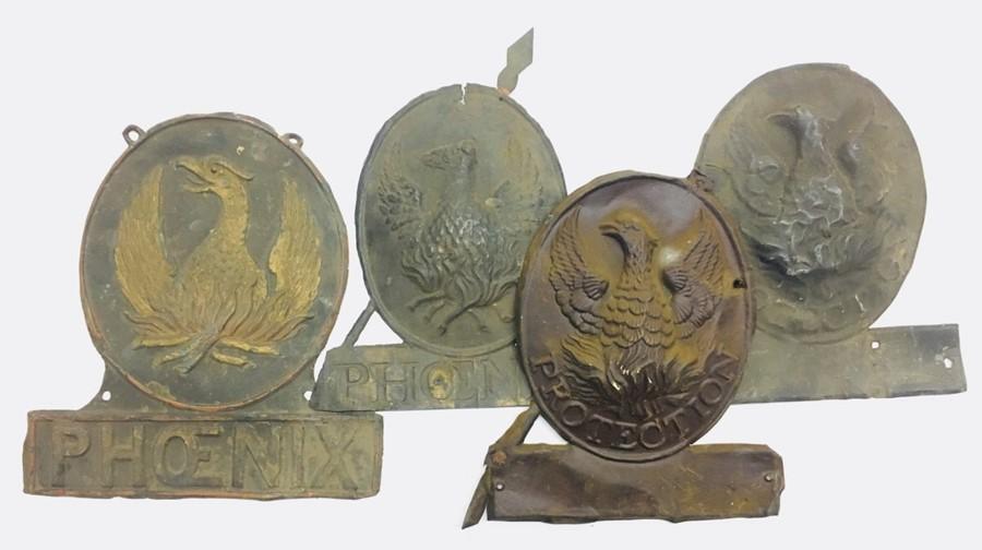 Collection of four fire marks / insurance plaques for The Phoenix ...