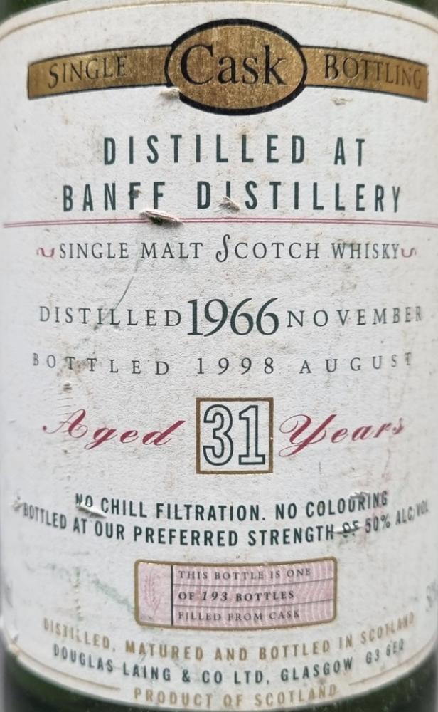Banff 1966 Douglas Laing 31 Year Old. Old Malt Cask Series distilled in ...