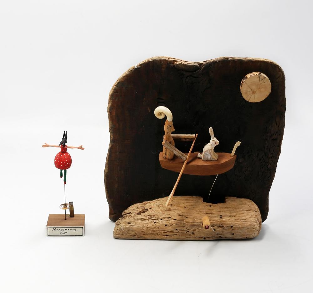 Automata: A Robert Race wall-hanging automaton, of a man and a rabbit ...