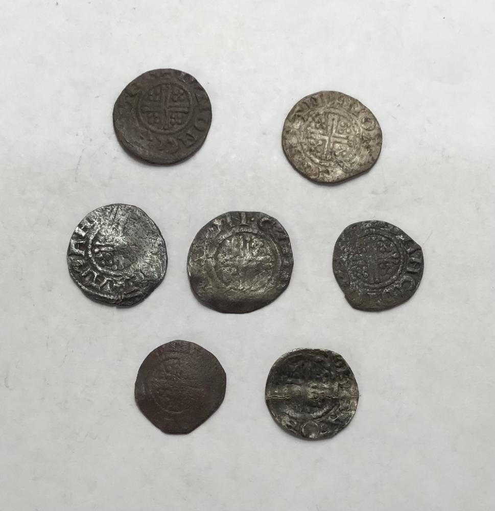 Collection of Seven Short Cross Medieval Silver Coins.