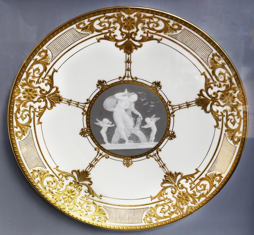 Minton Pate-Sur-Pate circular plate decorated with classical maiden and ...