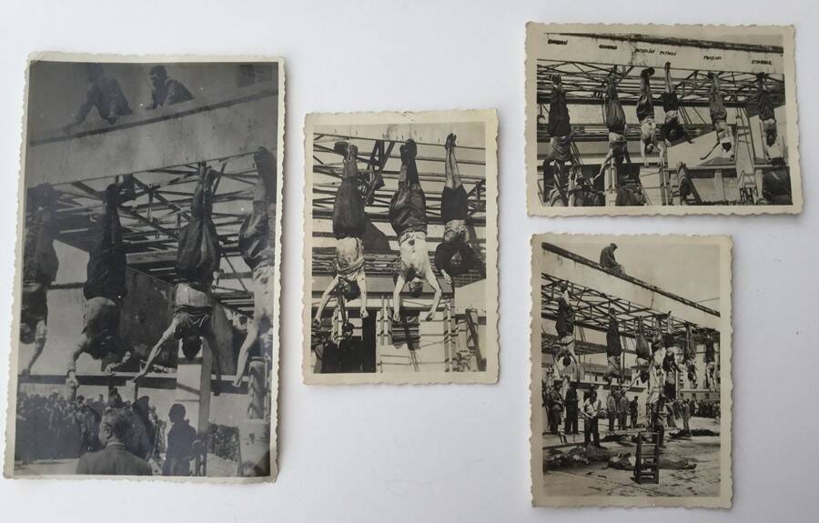 WW2 four original photographs showing the bodies of Italian Fascist ...