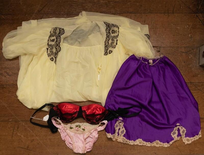 A collection of late 1950's to early 1960's chiffon negligee decorated ...