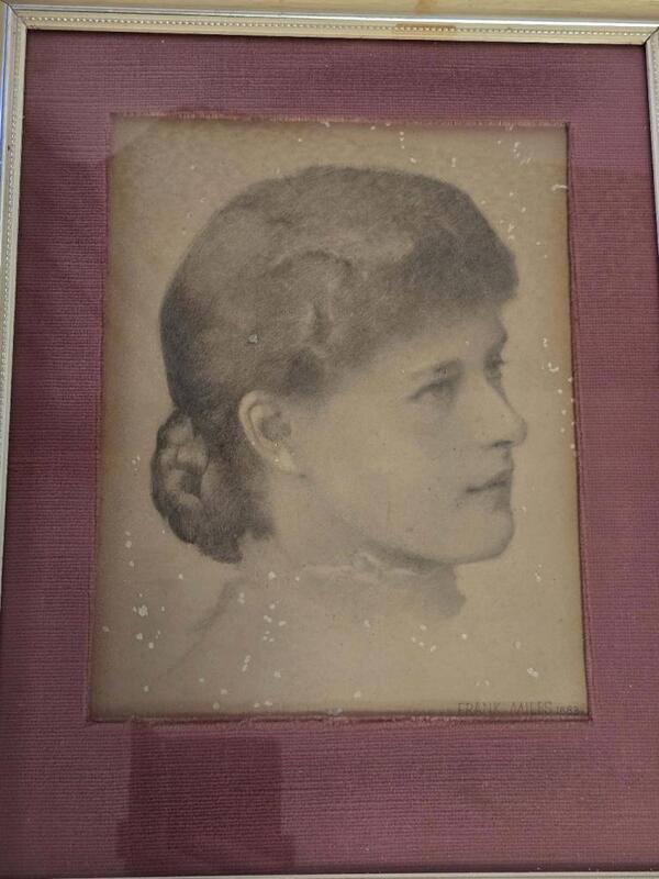 A Frank Miles (1852 -1891) pencil study. Head portrait of a lady ...