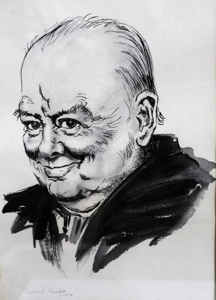 Unique pen-and-ink portrait of Winston Churchill is the only known ...
