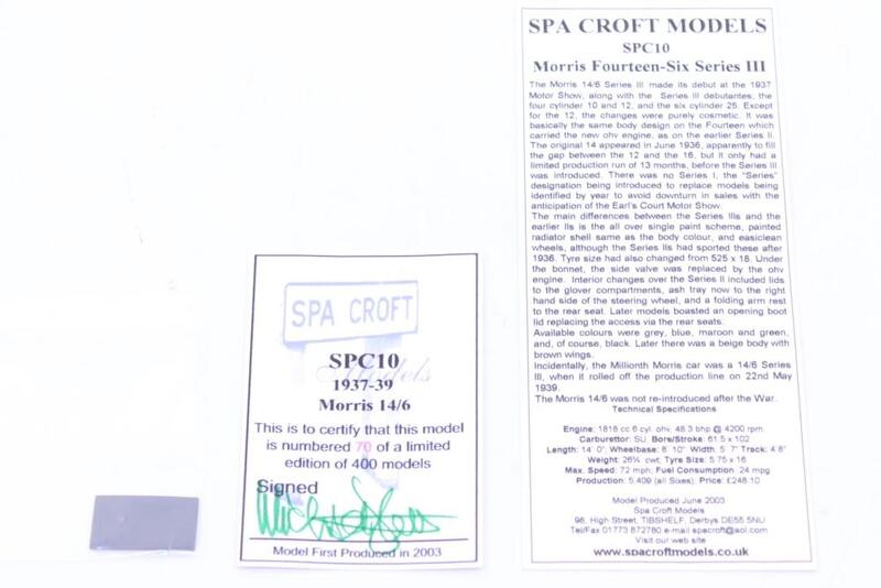 Spa Croft Models: A boxed Spa Croft Models 1/43, Morris Fourteen-Six ...