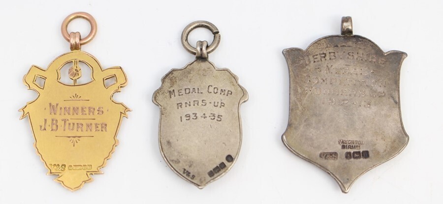 A 9ct gold and enamel football medal, 'H & D F L Challenge Cup 1920-21 ...