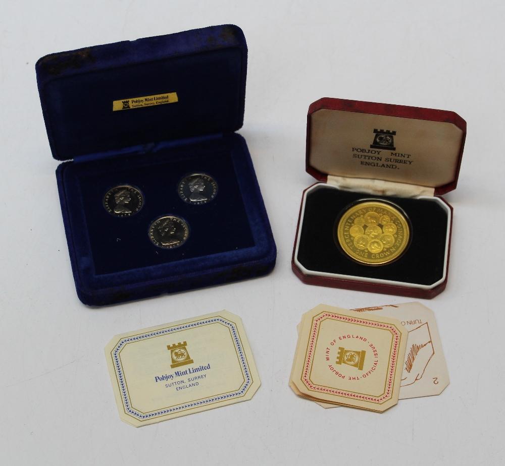 1977 Set of six coins Isle of Man proof coins plus 1977 Isle of Man ...