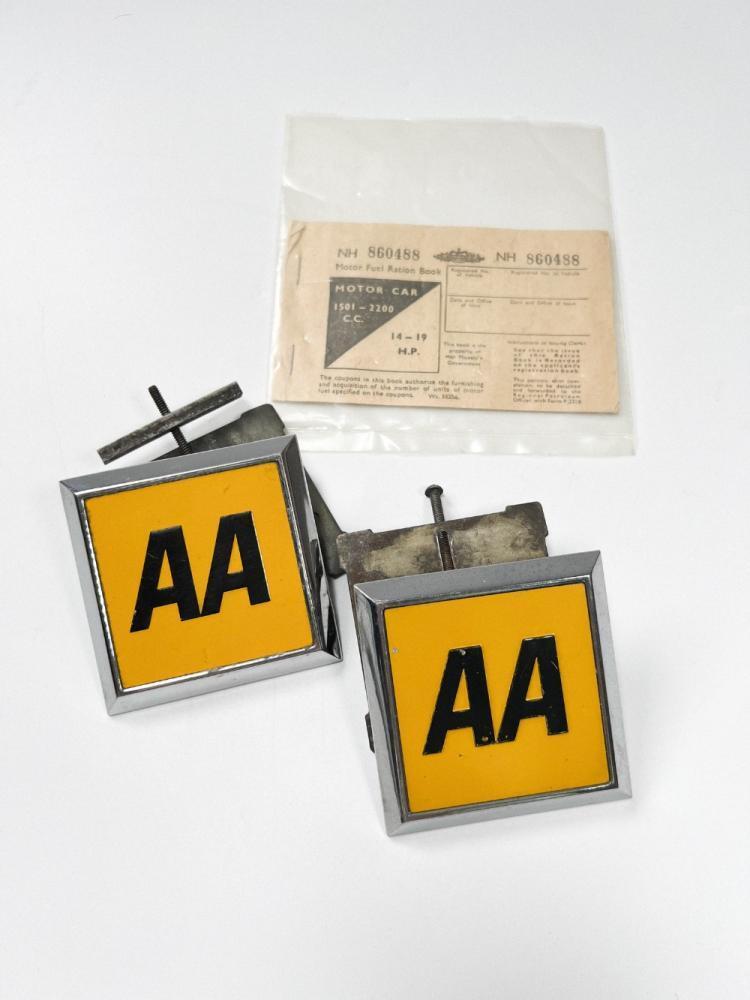 Ford vehicle badges, 1970's Fuel Ration Book & AA Badges