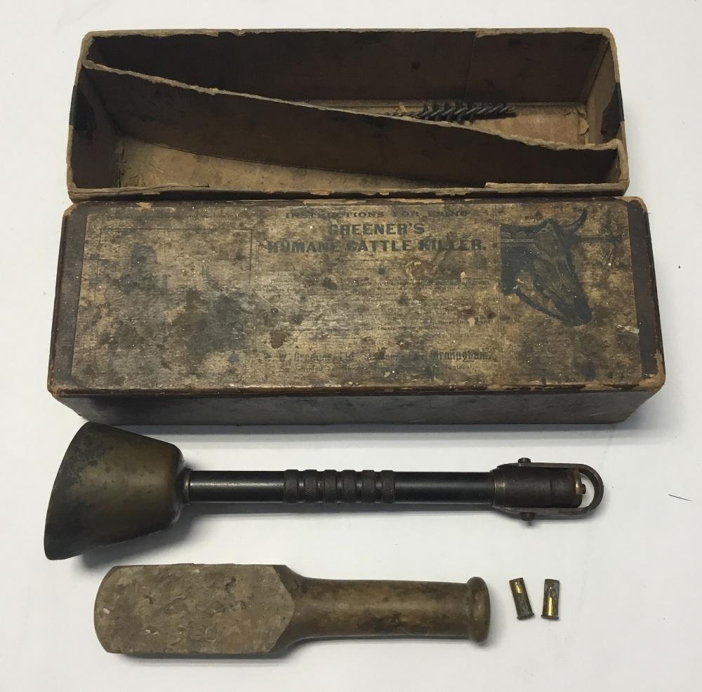 Interesting antique Greener “Humane Cattle Killer” complete in original ...