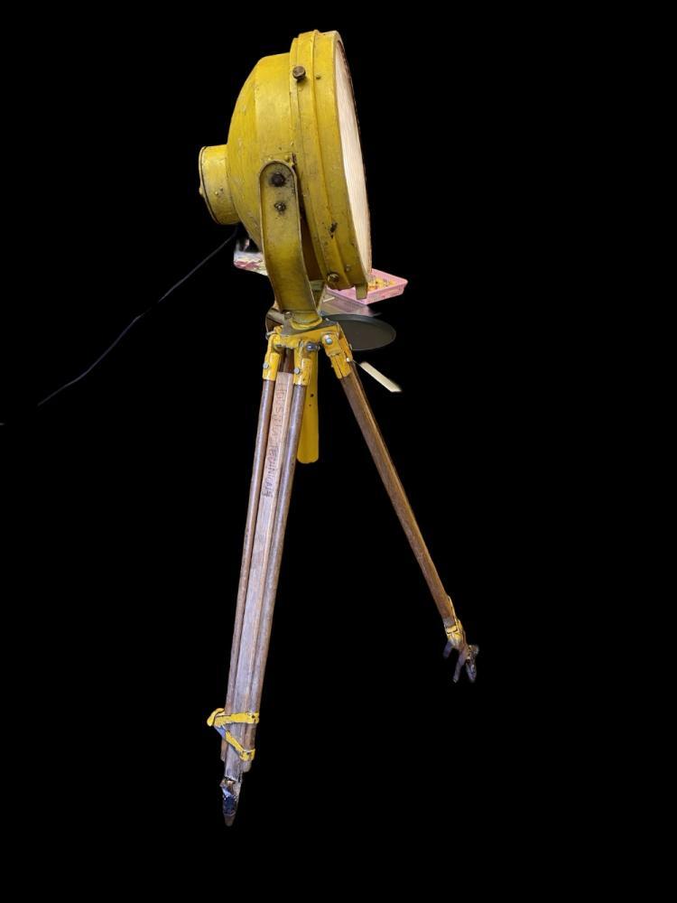 1940's Aircraft Landing Light on Folding Tripod Basebeam Fully wired up ...