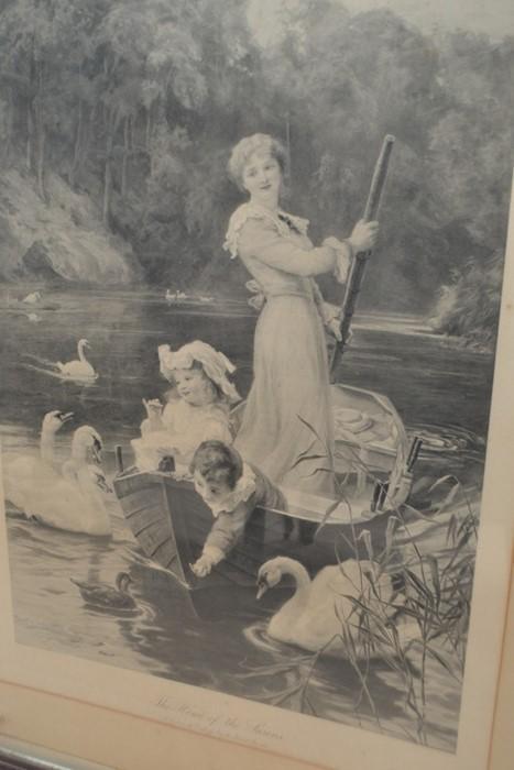 Collection of four framed pictures, comprising: Alexander Prowse, river ...