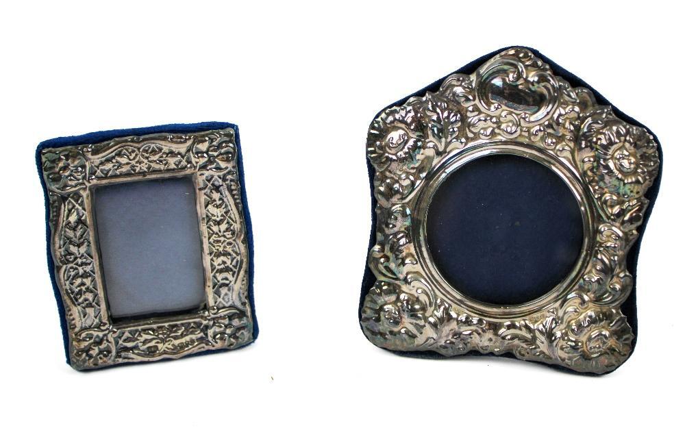 Two Silver fronted Photograph frames, one London 1985, Makers mark SS ...