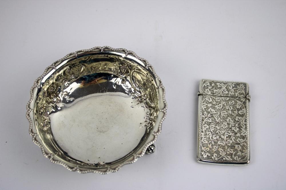 A Silver Bon Bon dish standing on three feet, London 1878, makers mark ...