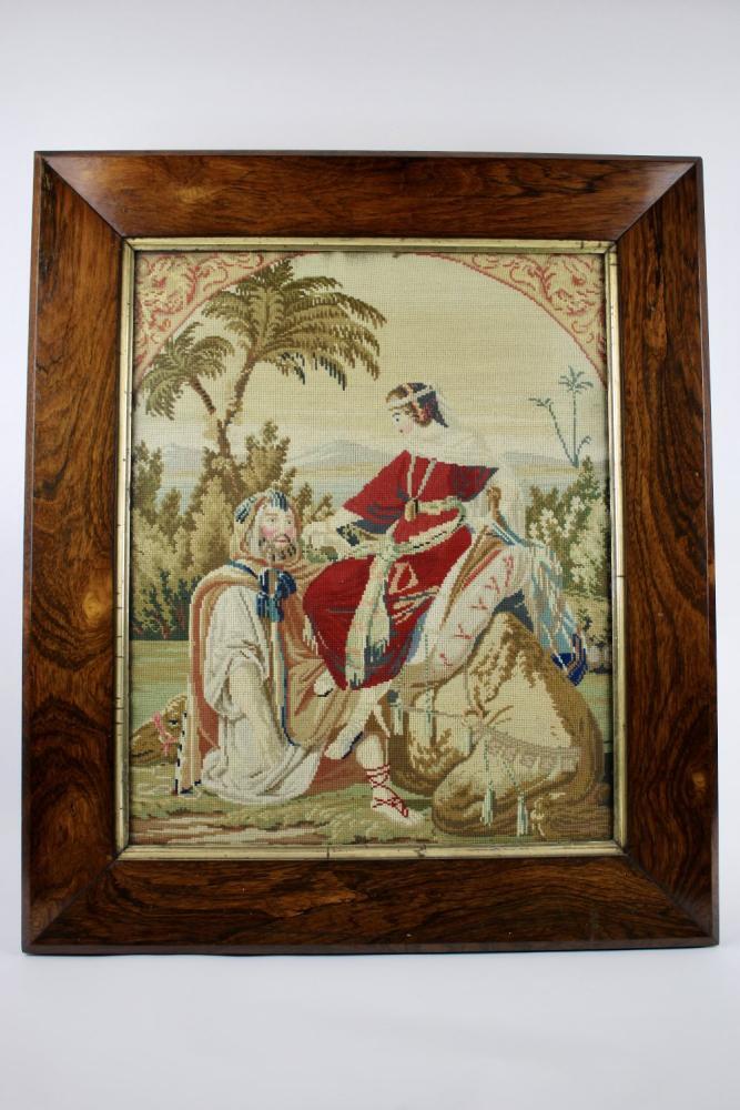 A Large 19th Century Rosewood framed and glazed Wool work picture ...