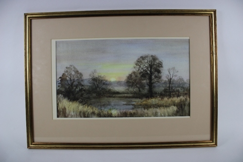 Robert Luckhurst - November Sunset , Mote Park, watercolour, inscribed ...