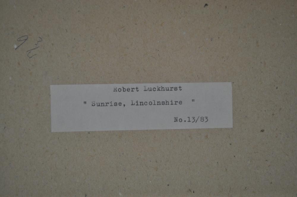 Robert Luckhurst - Sunrise, Lincolnshire, watercolour, inscribed verso ...