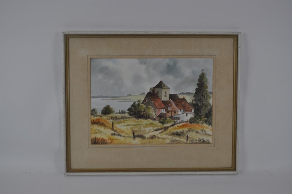 Elizabeth Fishman - The Church Lower Halston, watercolour, inscribed ...