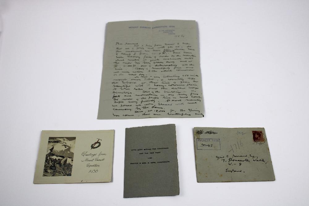 Mount Everest Expedition Letter - A hand written letter from Dr G.N ...