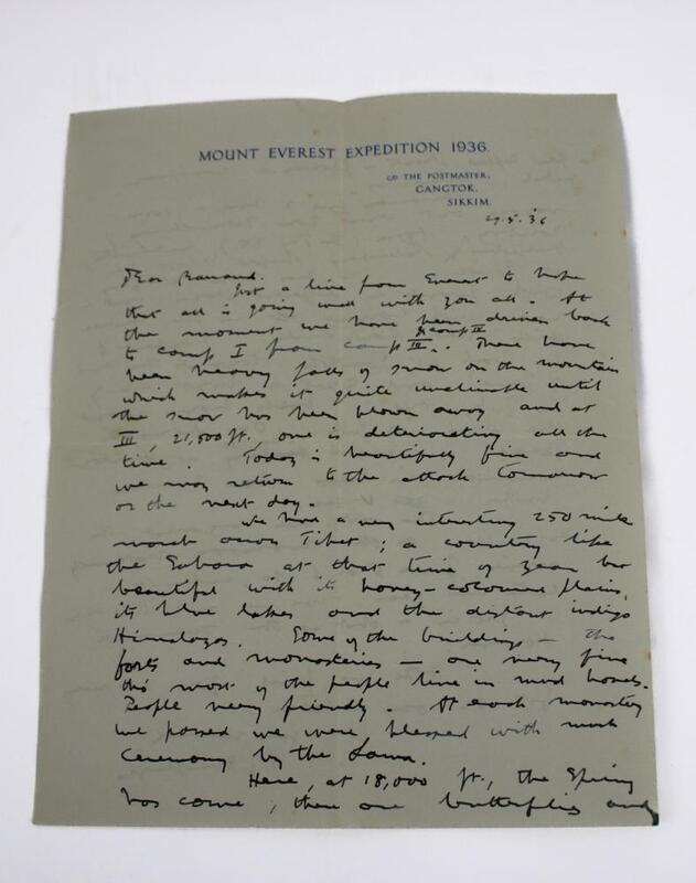 Mount Everest Expedition Letter - A hand written letter from Dr G.N ...