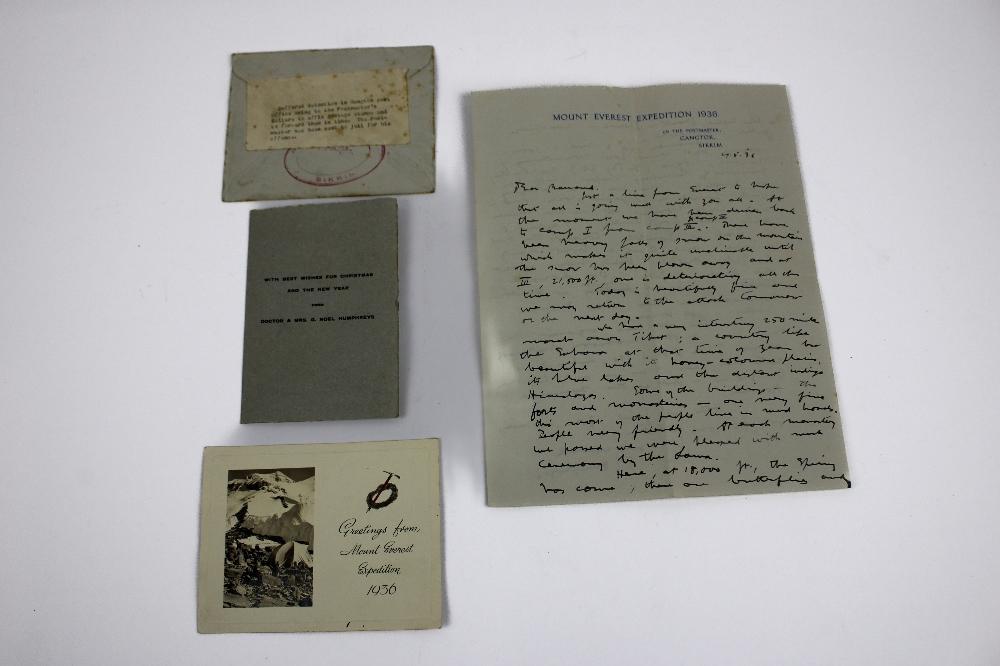 Mount Everest Expedition Letter - A hand written letter from Dr G.N ...