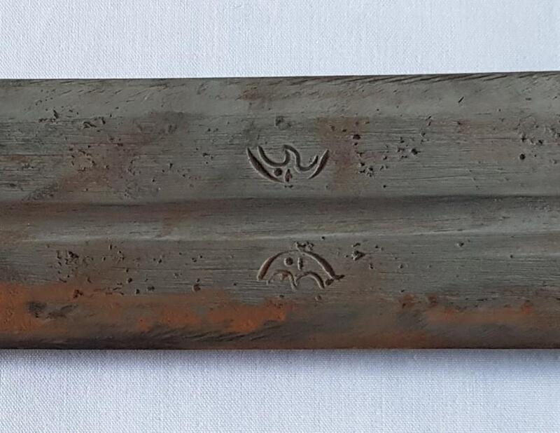 A Sudanese Kaskara sword, having flaring quillons and short langets, 88 ...